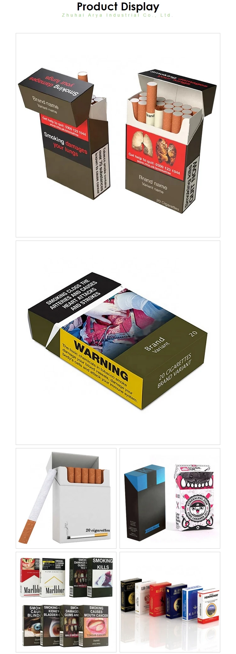Wholesale Paperboard Cigarette Packaging Box Case Custom Printed