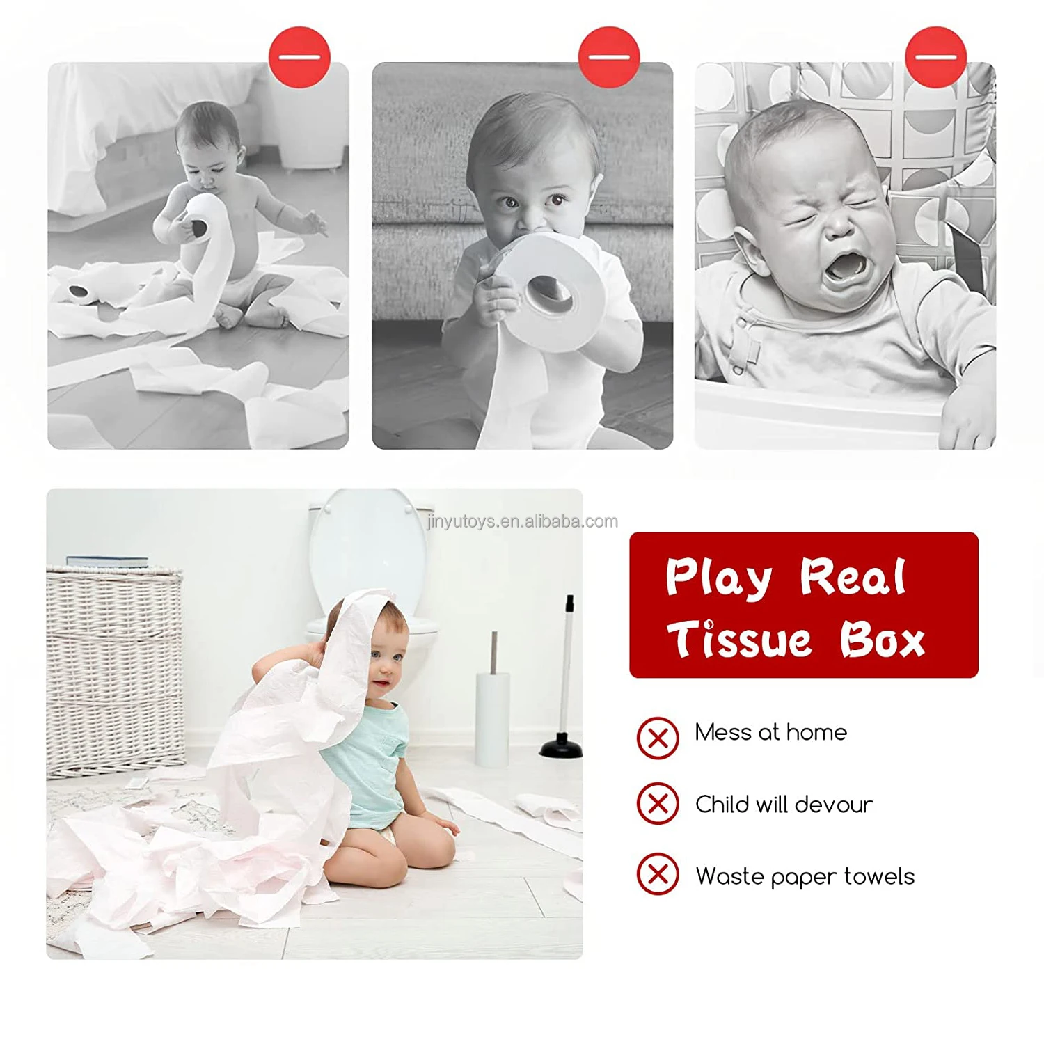 Custom Baby Montessori Sensory Magic Tissue Box Toy Cube