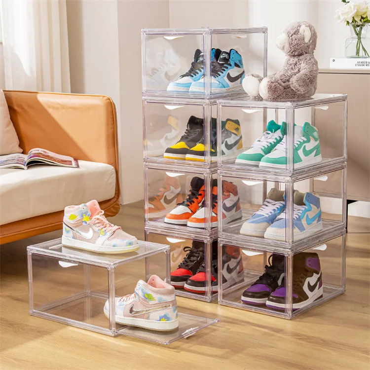 Collapsable Shoe Rack Storage Organizer Transparent Shoe Box Stackable ...
