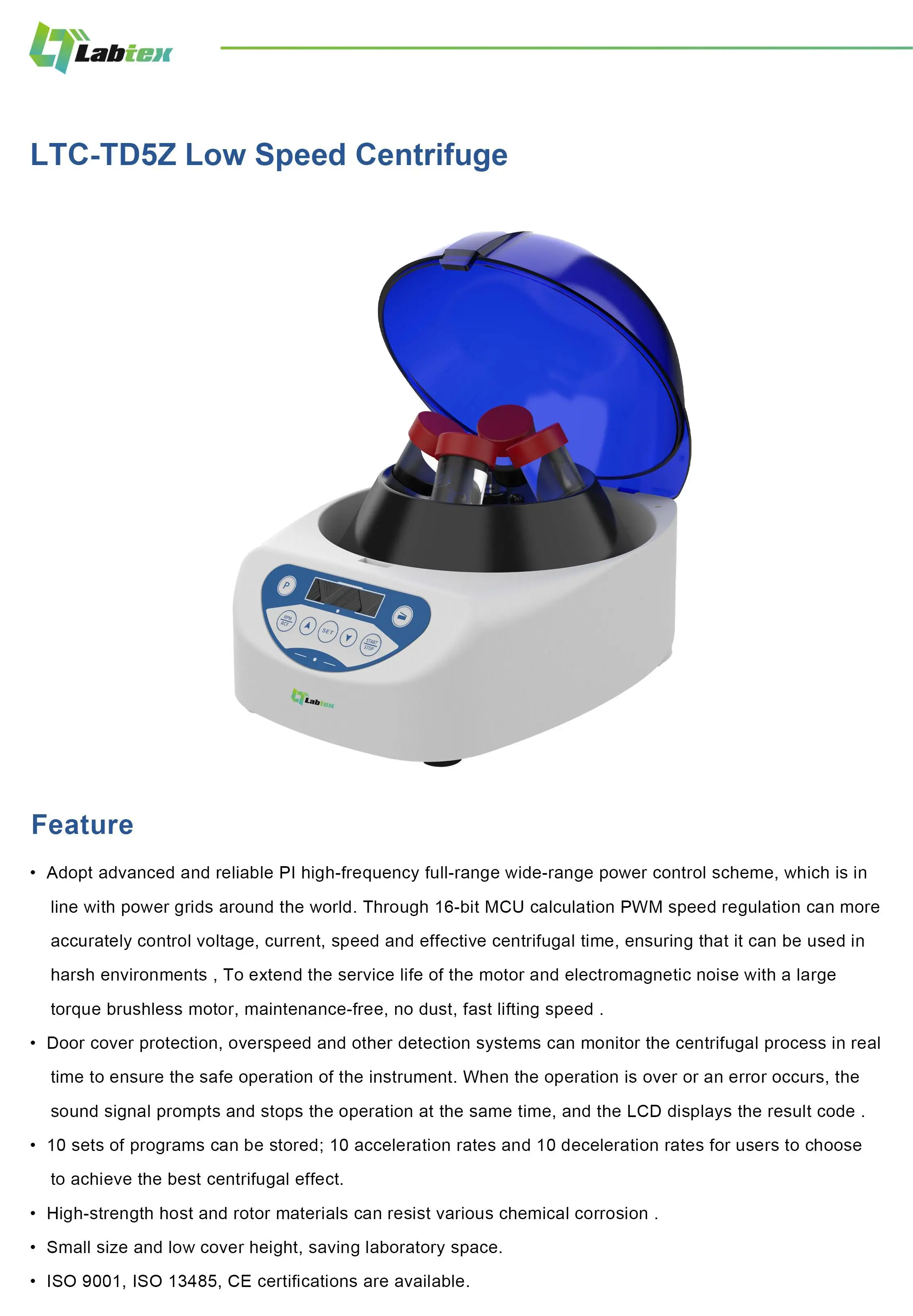 LABTEX 5000rpm Portable Desktop Low Speed Centrifuge