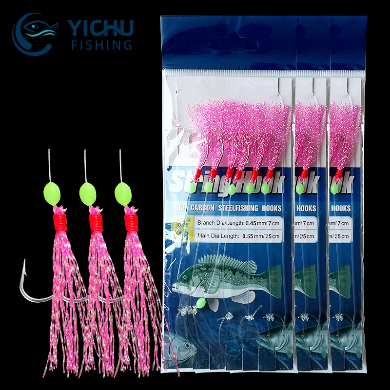 Saltwater Sabiki Rigs 6 String Hooks Flasher Mackerel Feather Fishing ...