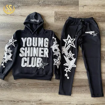 Custom Logo Sweatsuits Acid Washed Sweat Suits Screen Printing ...
