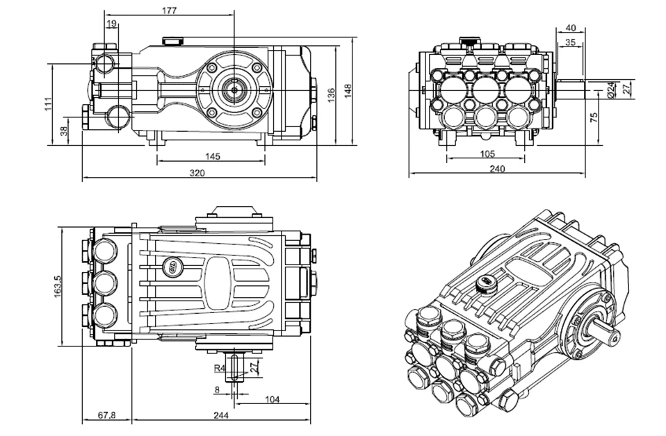 Compatible Interpump WS101~WS202 Triplex Plunger Pump