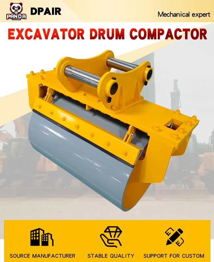 EXCAVATOR DRUM COMPACTOR - Heavy-Duty Piling & Slope Compaction