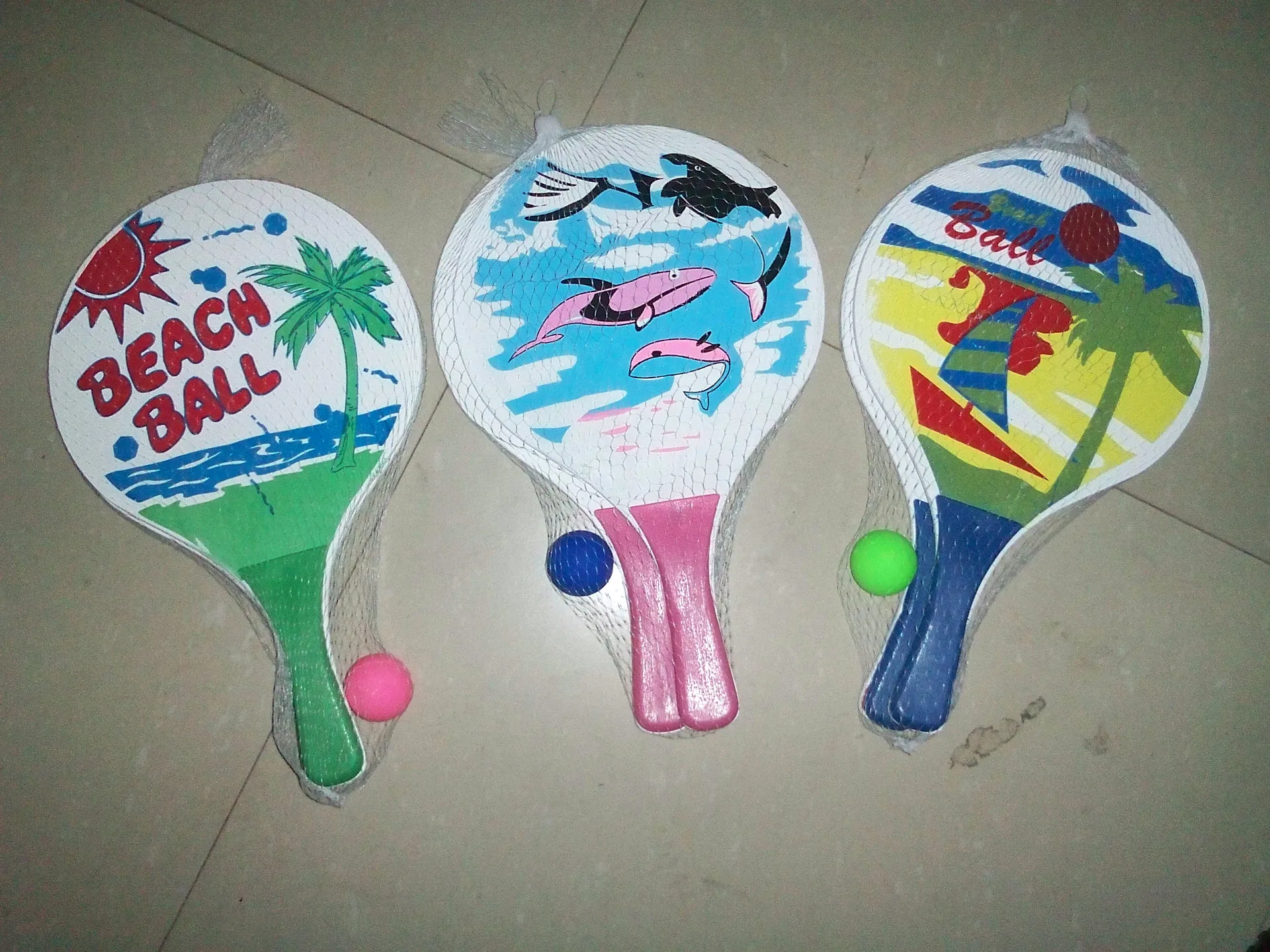 Custom 6mm And 8mm Wooden Beach Paddle Racket Tennis Racket Bat Set ...