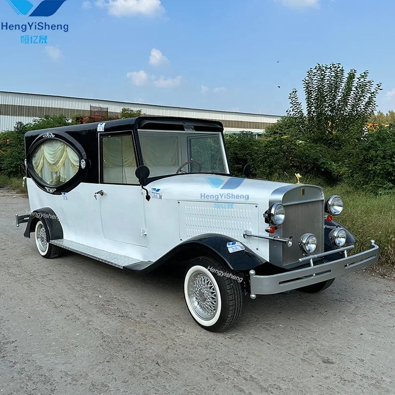 Electric Vintage Car Style Hearse Customized Gold Color Coffin Chariot ...