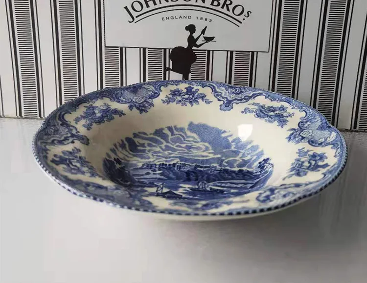 Wholesale Blue Castle Dinner Set - European Ceramic Plates