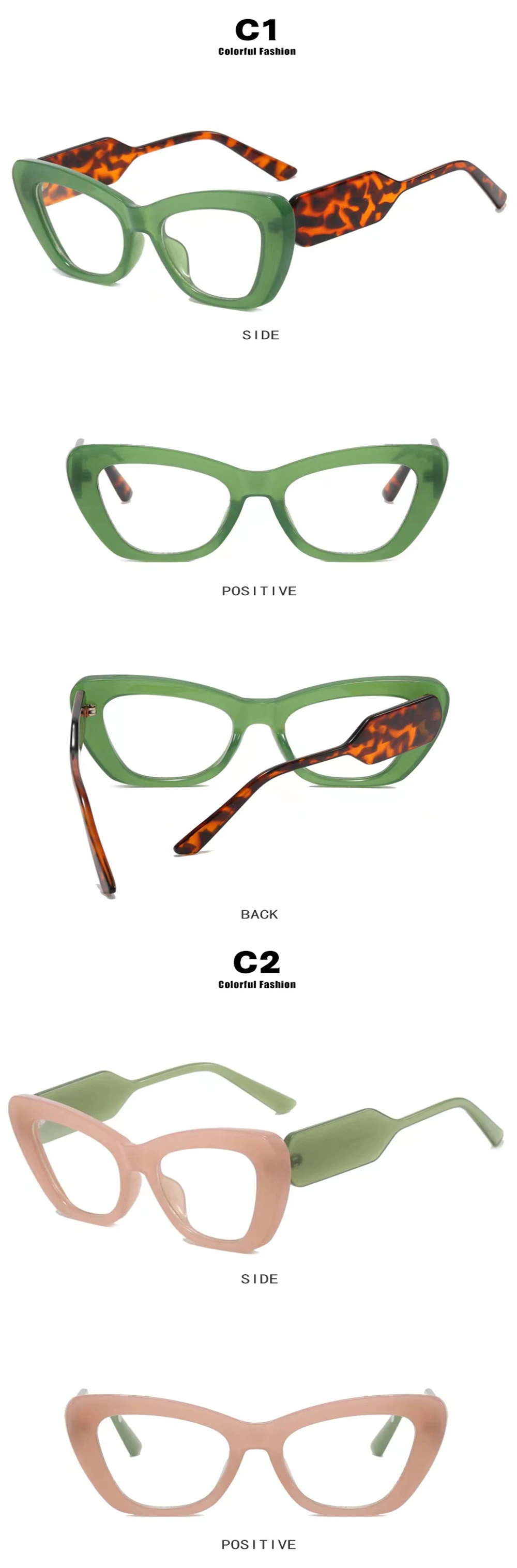 Wide PC Frames Cat Eye Color Matching Myopia Glasses European and ...