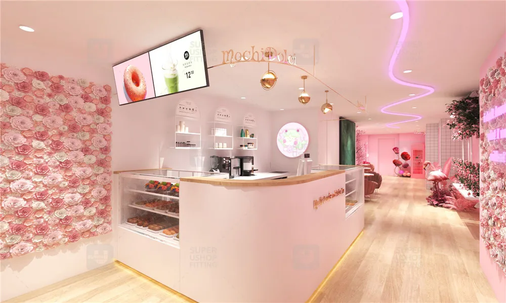 Custom Retail Milk Tea Store Interior Decoration PV