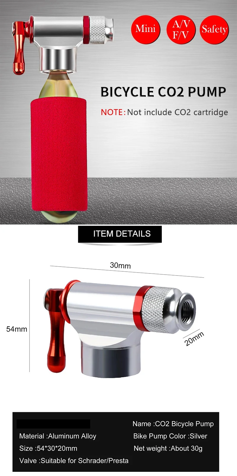 16G CO2 Pump for Bicycles - Emergency High Pressure Inflator