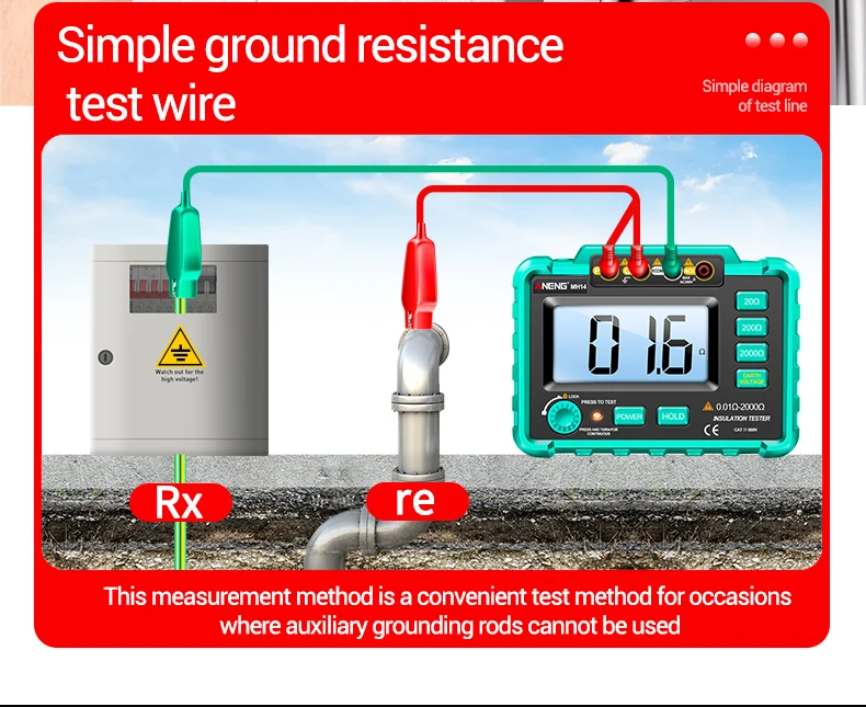 ANENG MH14 Digital Insulation Ground Resistance Megohm AC 200vrms Meter