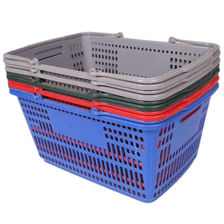 Cheap Price Double Handle Plastic Supermarket Shopping Baskets For ...