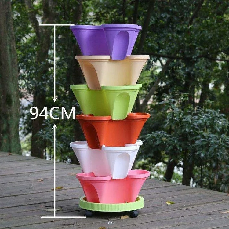 Stackable Plastic Hydroponic Tower Planter for Strawberries