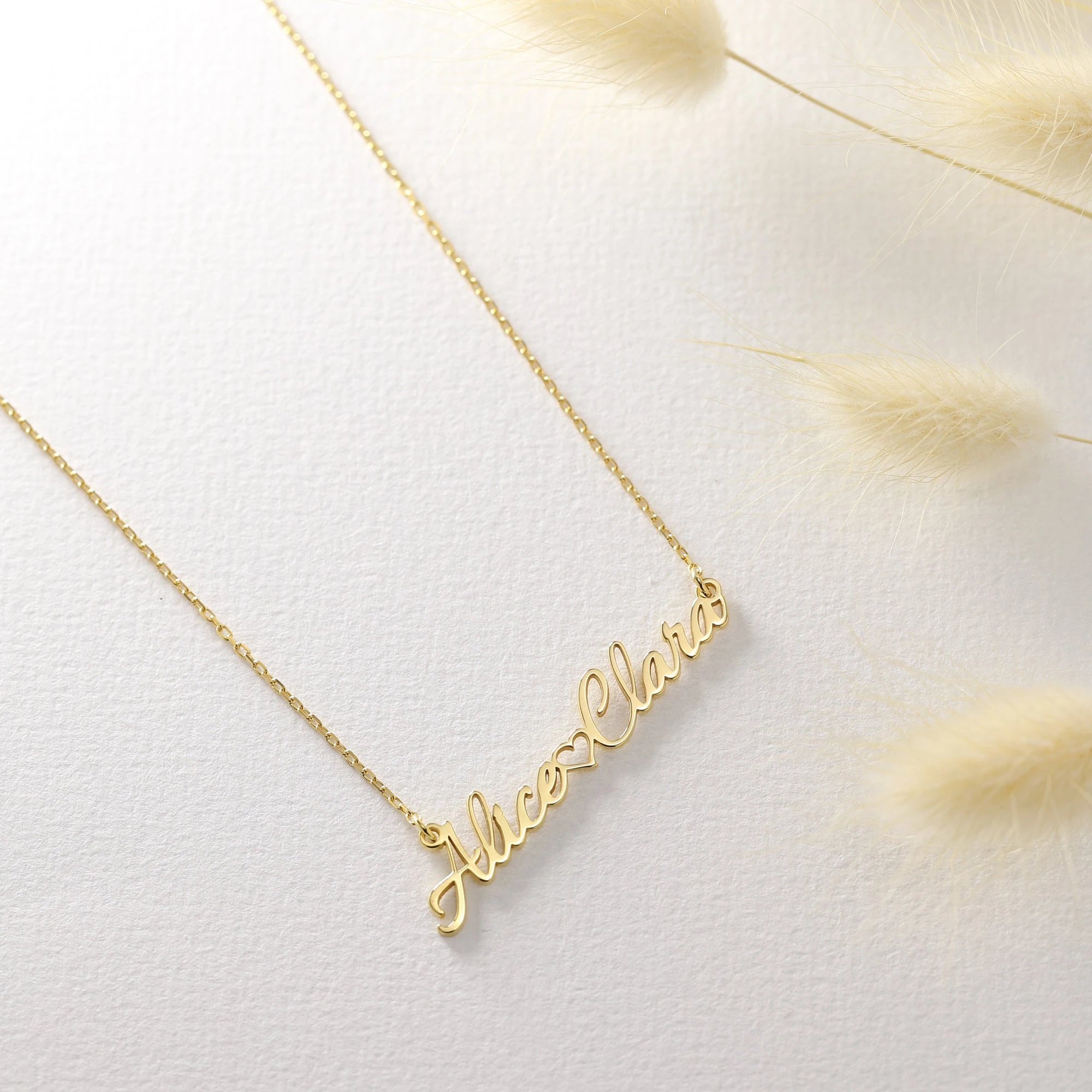 Personalized Double Name Necklace - Stainless Steel & Gold