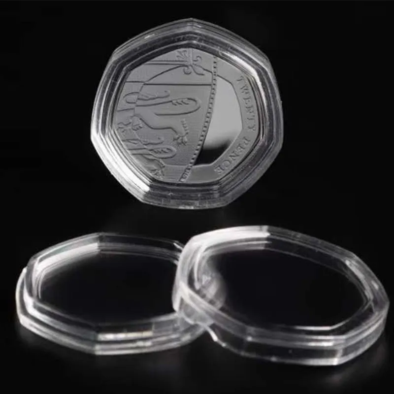 UK Coin Holder Heptagon Coin Box - 50pence Coin Capsule