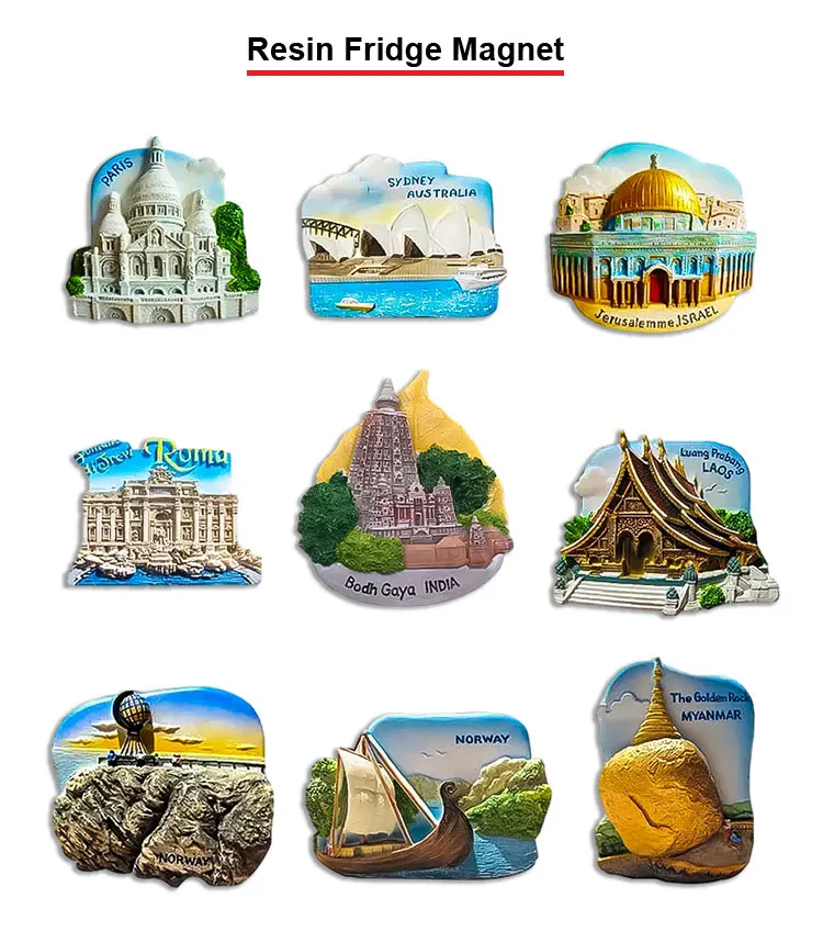 Custom Promotional 3d Polyresin Resin Fridge Magnet Customized Country ...