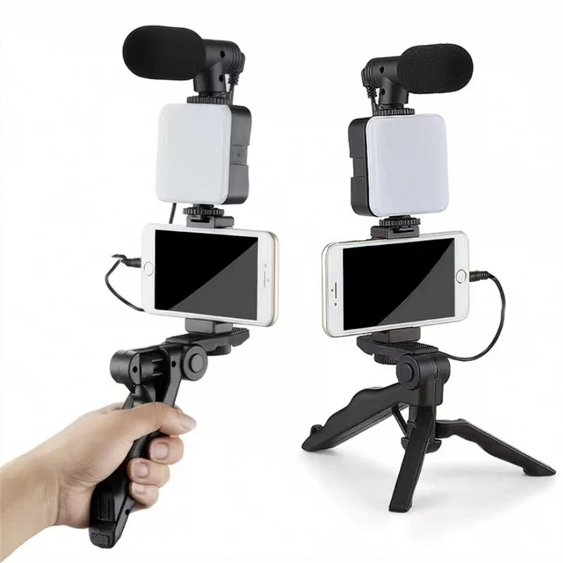 Smartphone Vlog Led Video Light Kit With Tripod Stand Microphone Cold ...