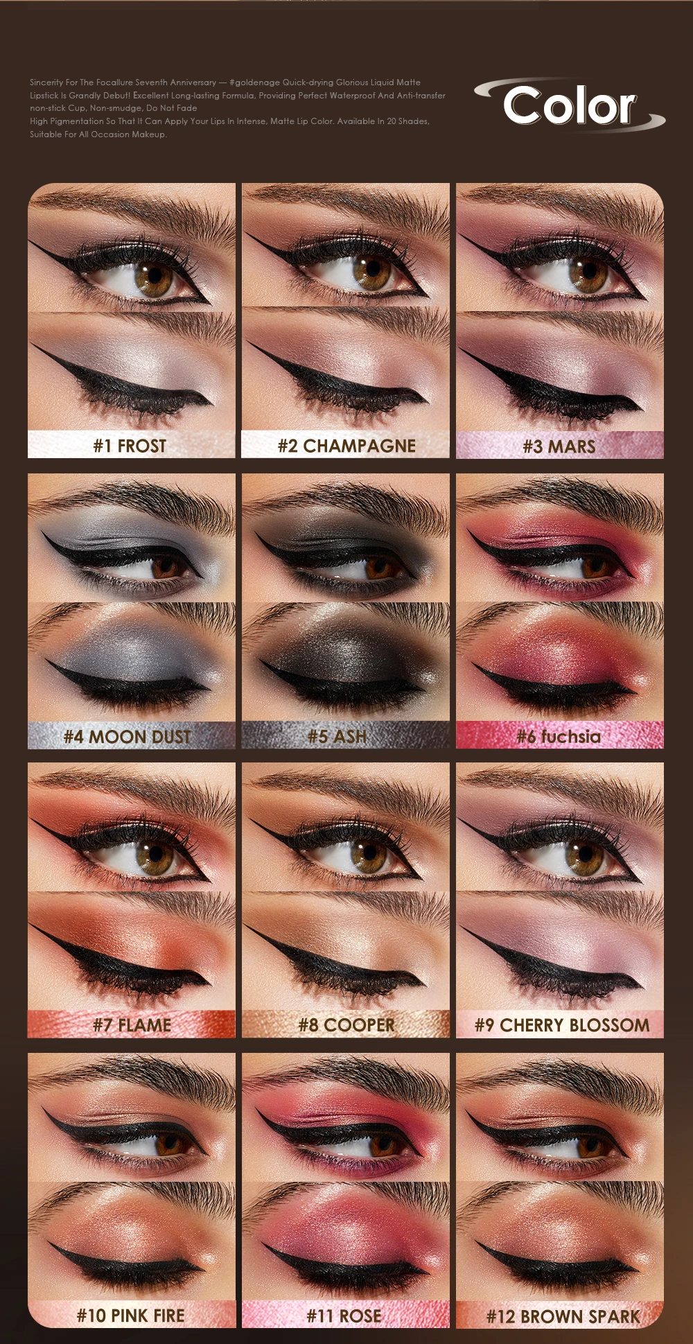 FOCALLURE High Pigment Eyeshadow - 24 Shimmering Colors