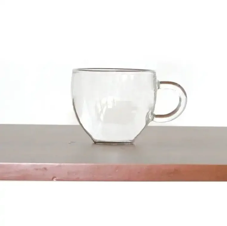 Small 100ml Round Glass Teacup With Handle Thick Bottom Anti-hot Coffee ...