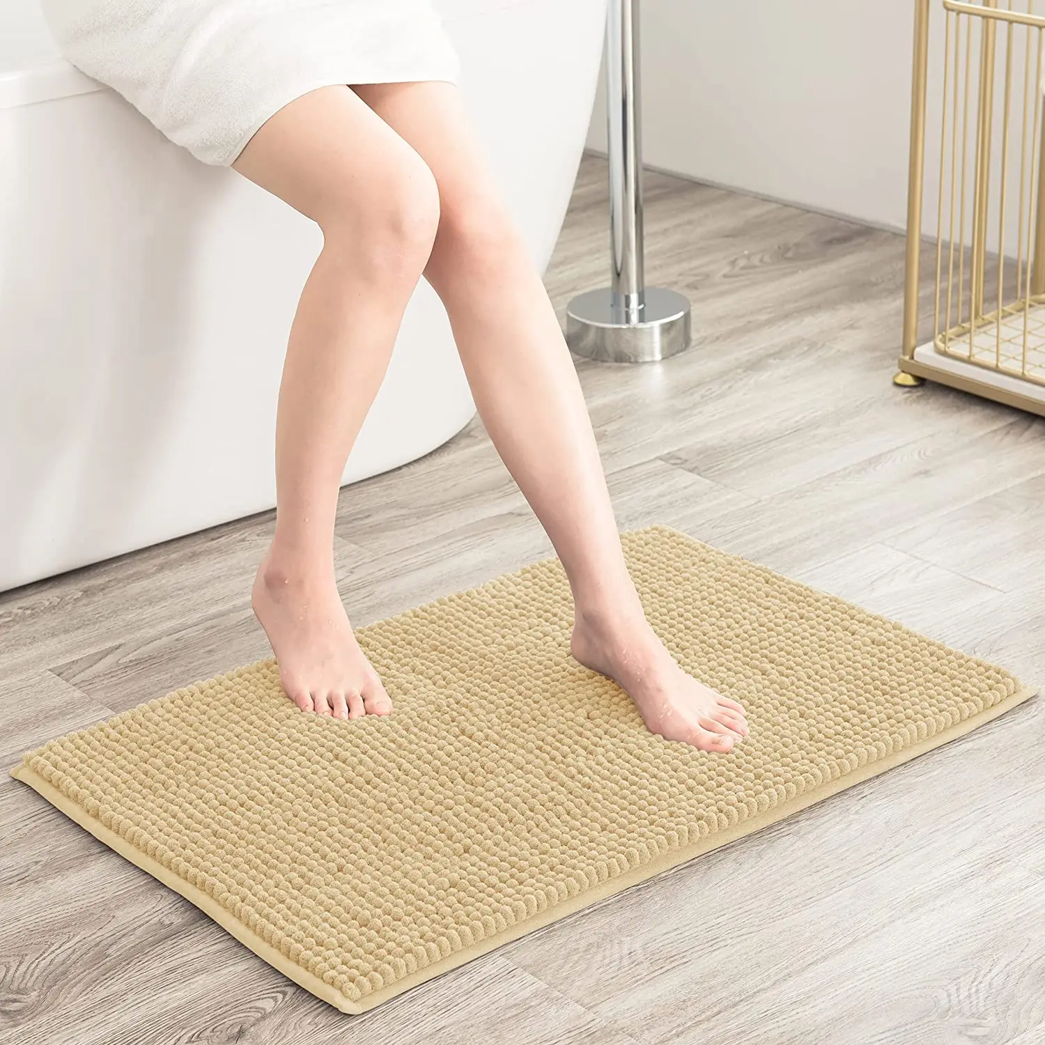 Soft Short Plush,Water Absorbent Shower Mat Quick Dry Machine Washable ...