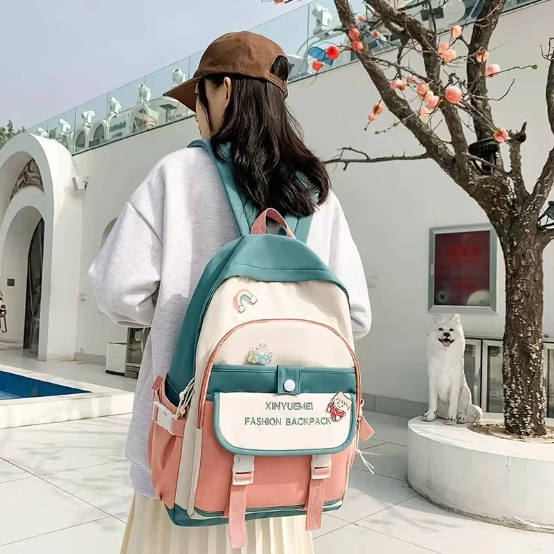 Junior High School Schoolbag Girl Backpack Simple School Bag College ...