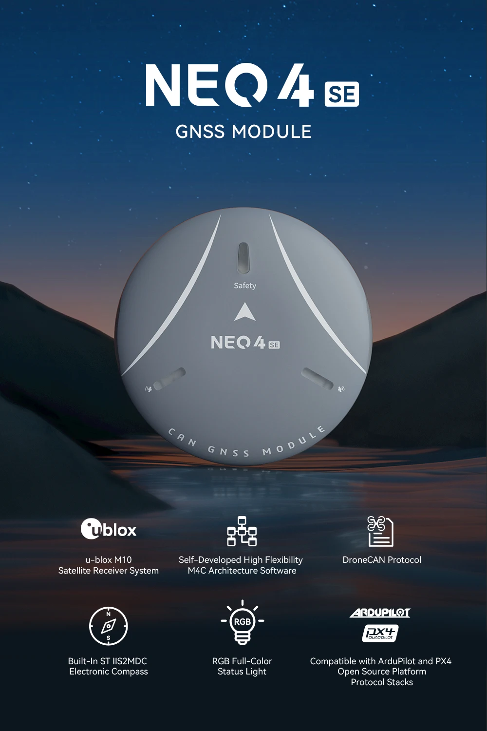 New CUAV NEO 4 SE GPS Module M10 STM32H5 Adopt DroneCAN GNSS for Drone ...