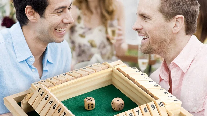 Four Sided 10 Numbers Shut The Box Board Game Wooden Flaps & Dice Set ...