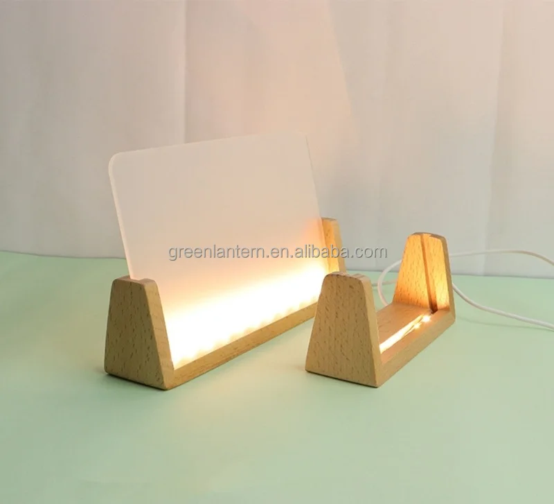Led Wooden Base Display Stand U-shaped Photo Frame Acrylic Art Light ...