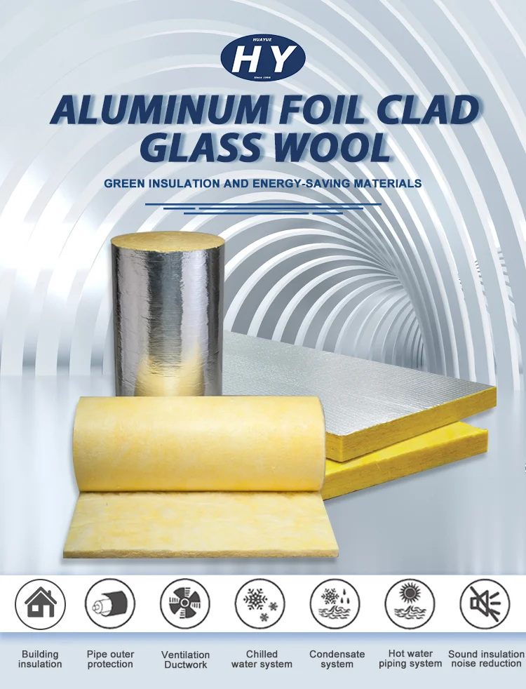 25mm 24kg/m3 Aluminum Foil Glass Wool Blanket for Duct Insulation