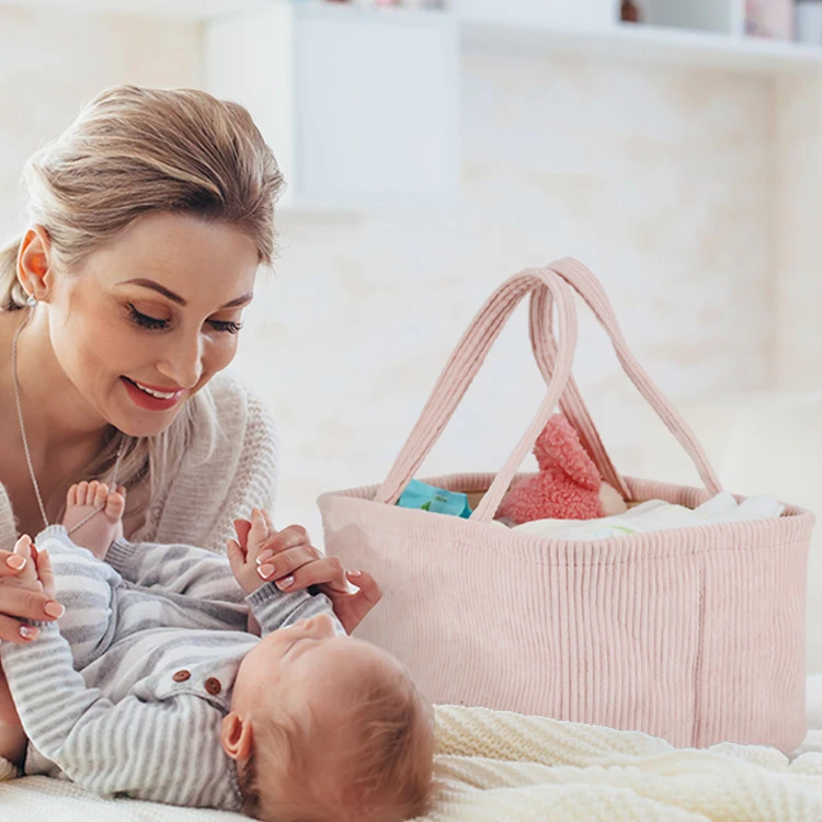 Wholesale Custom Folding Corduroy Diaper Caddy Diaper Storage Organizer ...