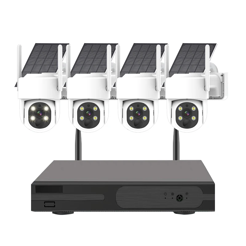 4CH 4MP Wireless Outdoor NVR Kit Solar Power Security Camera Cctv ...