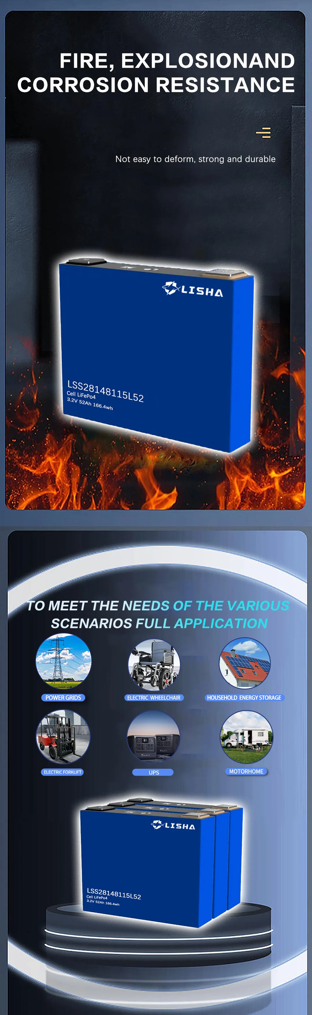 Lisha Explosive Models Rechargeable Prismatic Cells 3.2v 52ah Lifepo4 ...