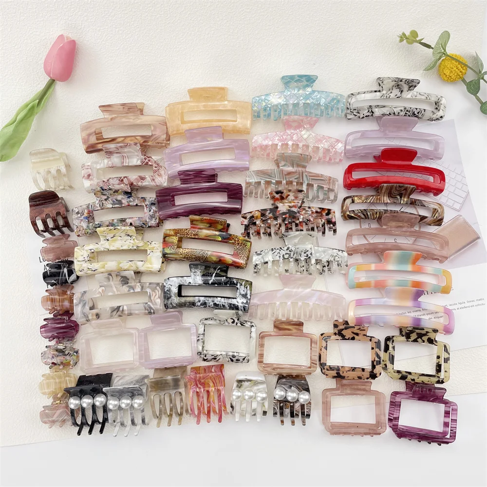 Custom Trendy Square Cellulose Acetate Hair Claws Accessories Jumbo ...