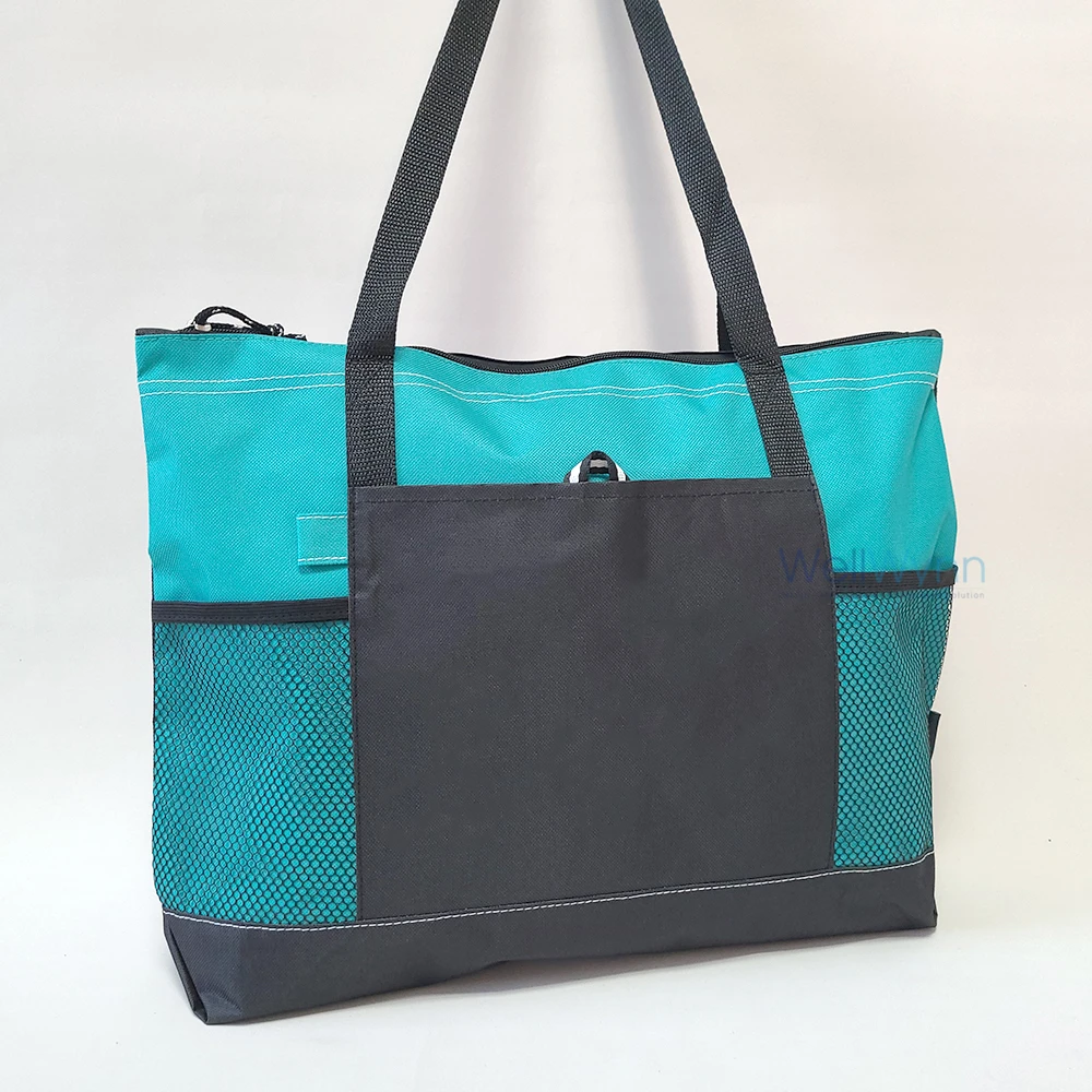 Custom Standard Size Zipper Conference 600D Polyester Shopping Tote ...