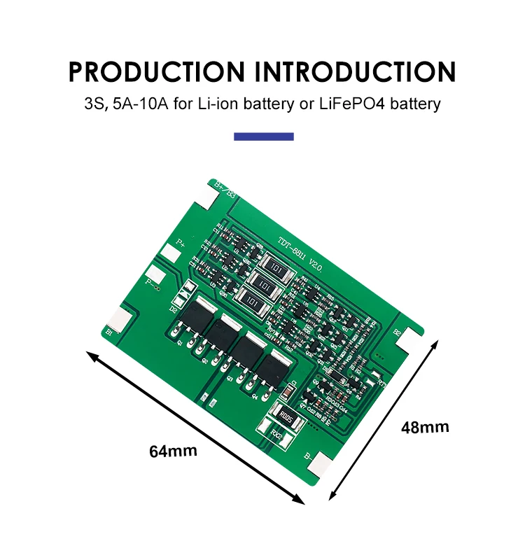 Battery Bms 12v 5a 10a,3s Bms With Balance For 3s Li Ion Battery Pack ...