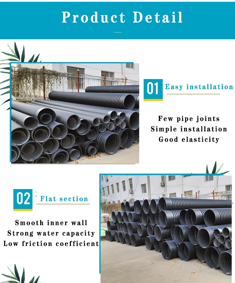 Large Diameter 500mm 600mm Plastic Drain Pipe Double Wall Hdpe Drainage ...