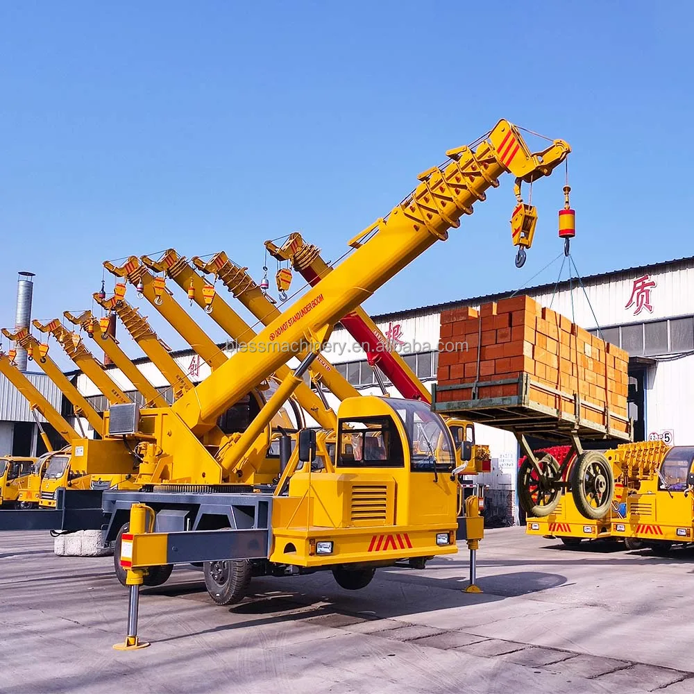 6 Ton 8 Ton Telescopic Straight Homemade Crane 5 Sections Boom Crane ...