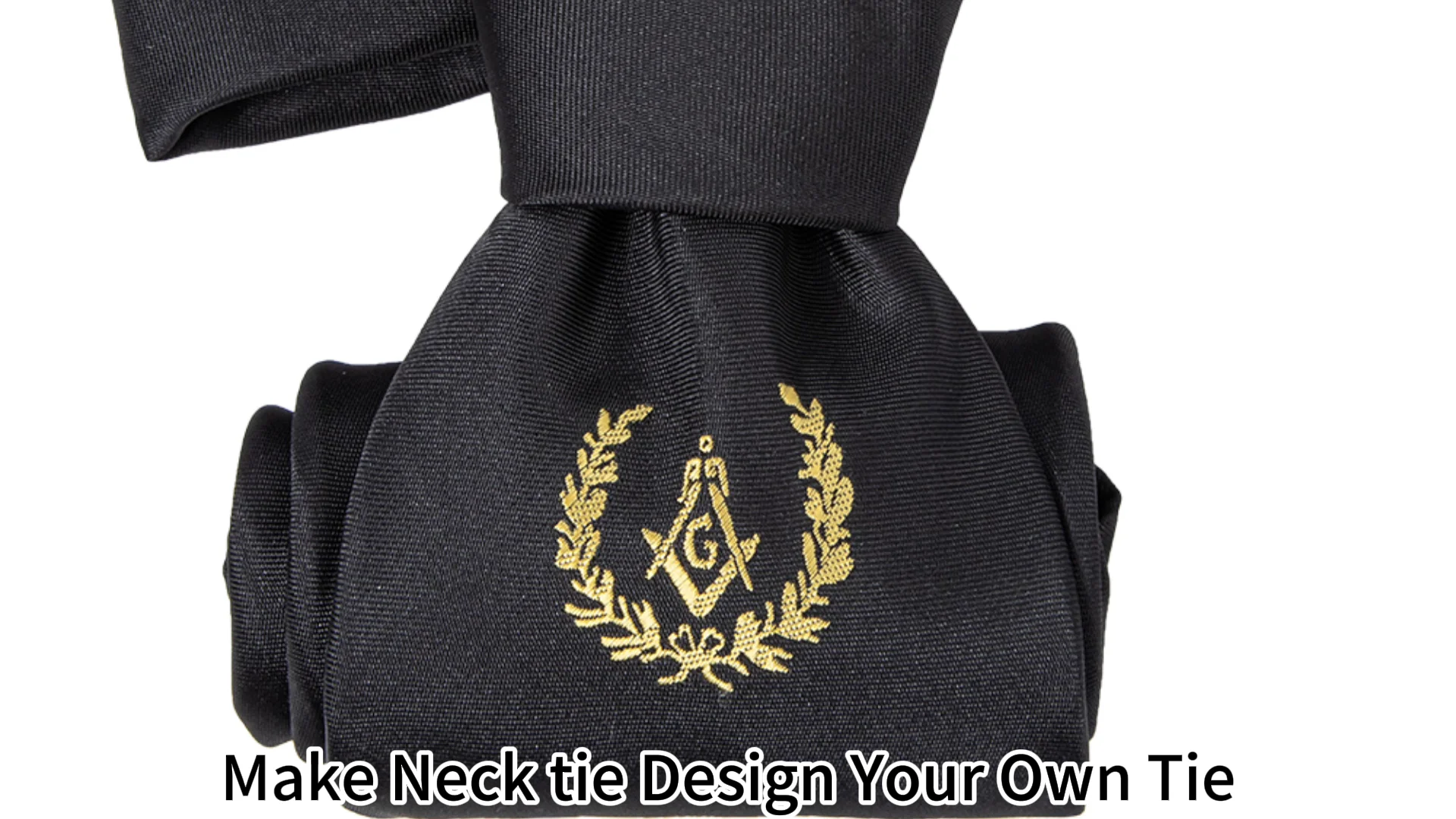 Solid Black Square & Compass Masonic Regalia Necktie With Big Yellow ...