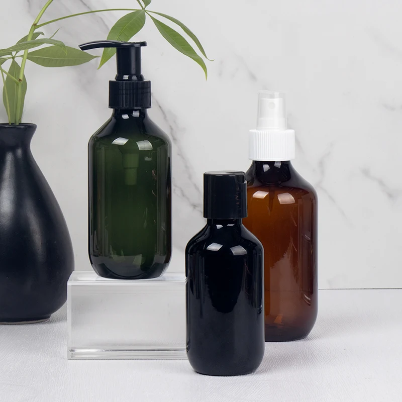 Round Shape Body Wash Bottle For Body Wash Shampoo Bottle Amber Green ...