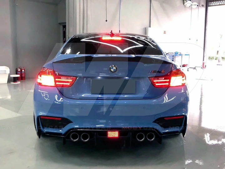 Psm Style Carbon Fiber Rear Diffuser With Log Lights For 2014-2018 Bmw ...