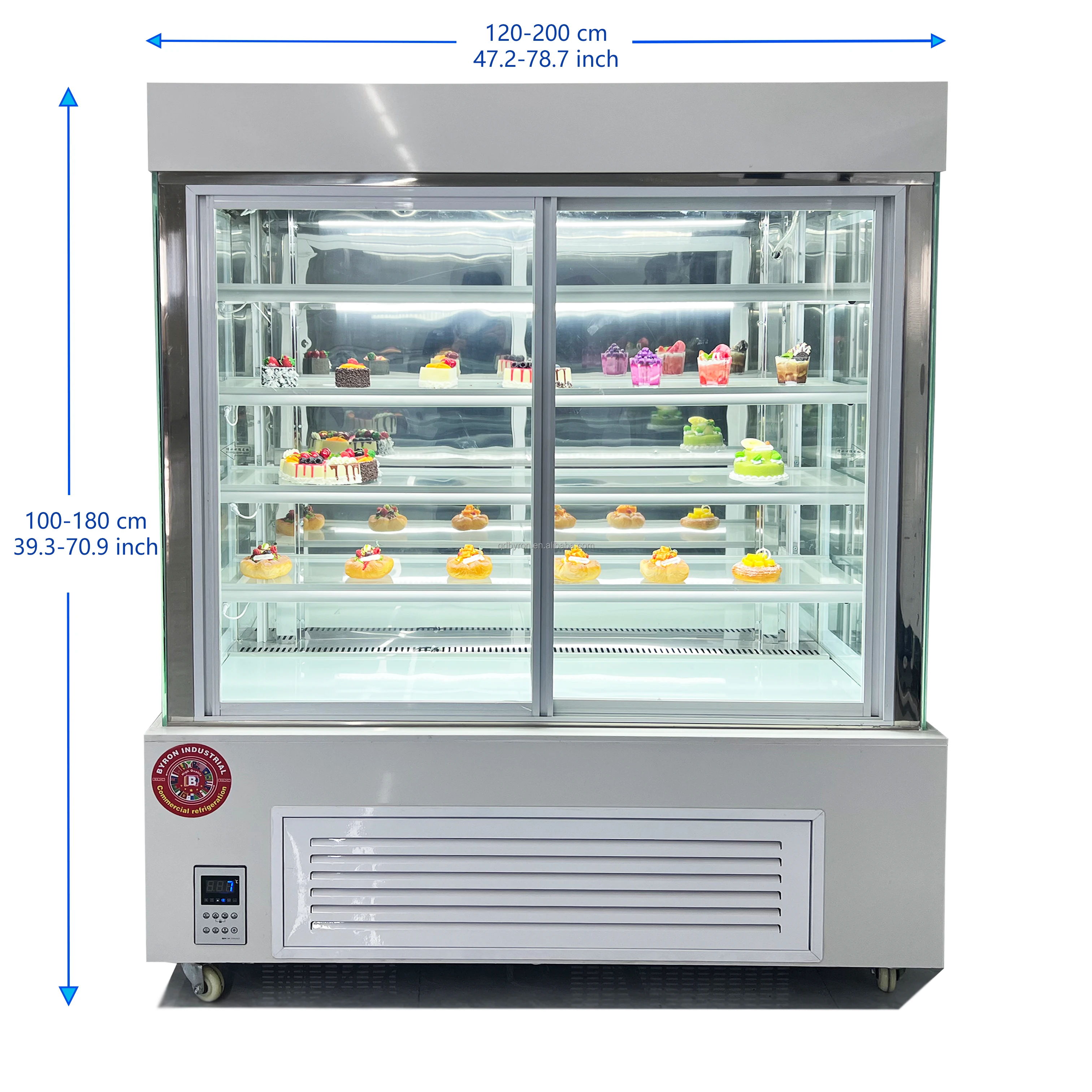 Vertical Open Air Cooling Cake Refrigerated Display Case Upright Open ...