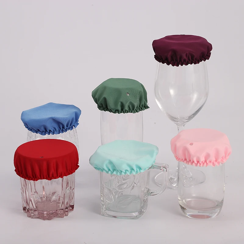 Custom Logo Wine Cup Glass Drink Cover Lip Elastic Fabric Anti-drug ...
