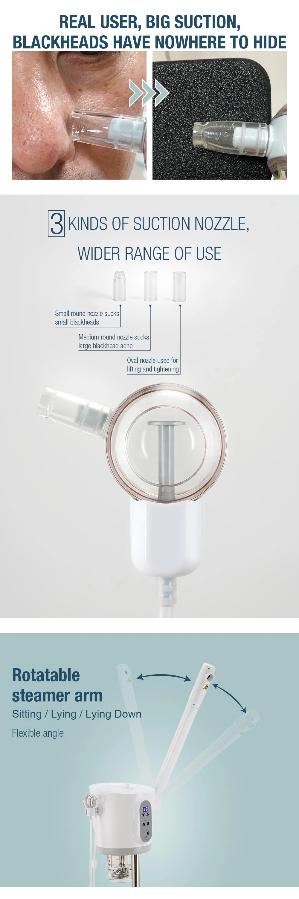 Vertical Facial Steamer Water Bubble Mist Spray Hot Spa Mist Nano ...