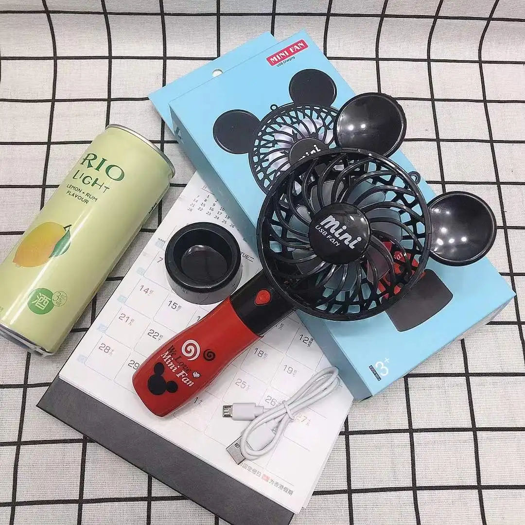 Portable Cute Mickey Minnie Handheld Fan Office Desk Top Usb Chargeable ...