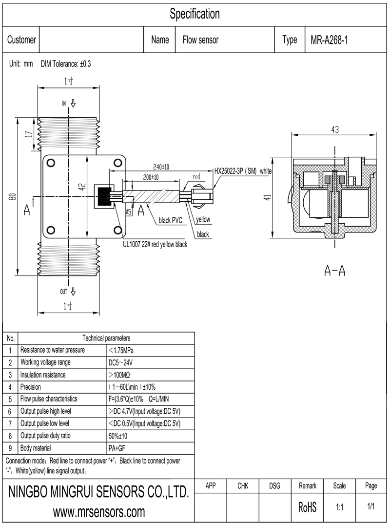 1" Hall Effect Pulse Signal Style Magnetic Water Flow Meter Switch Flow ...