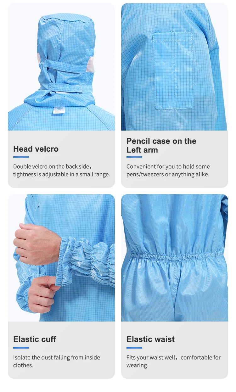 High Quality 0.5cm Grid Cleanroom Esd Clothes Coverall Anti Static Smock Reusable Food Factory ...