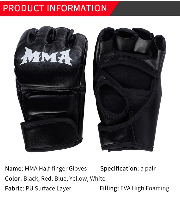 Fingerless MMA Boxing Gloves - UFC Sanda Training Gear