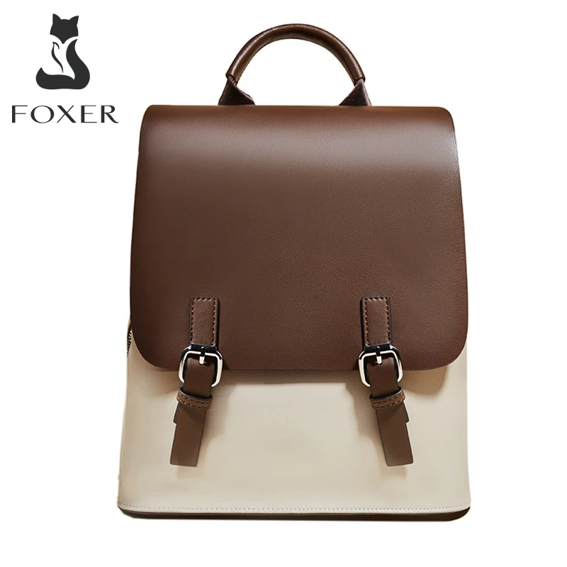 Foxer Fashion Women Split Leather Backpacks Large Capacity Business ...