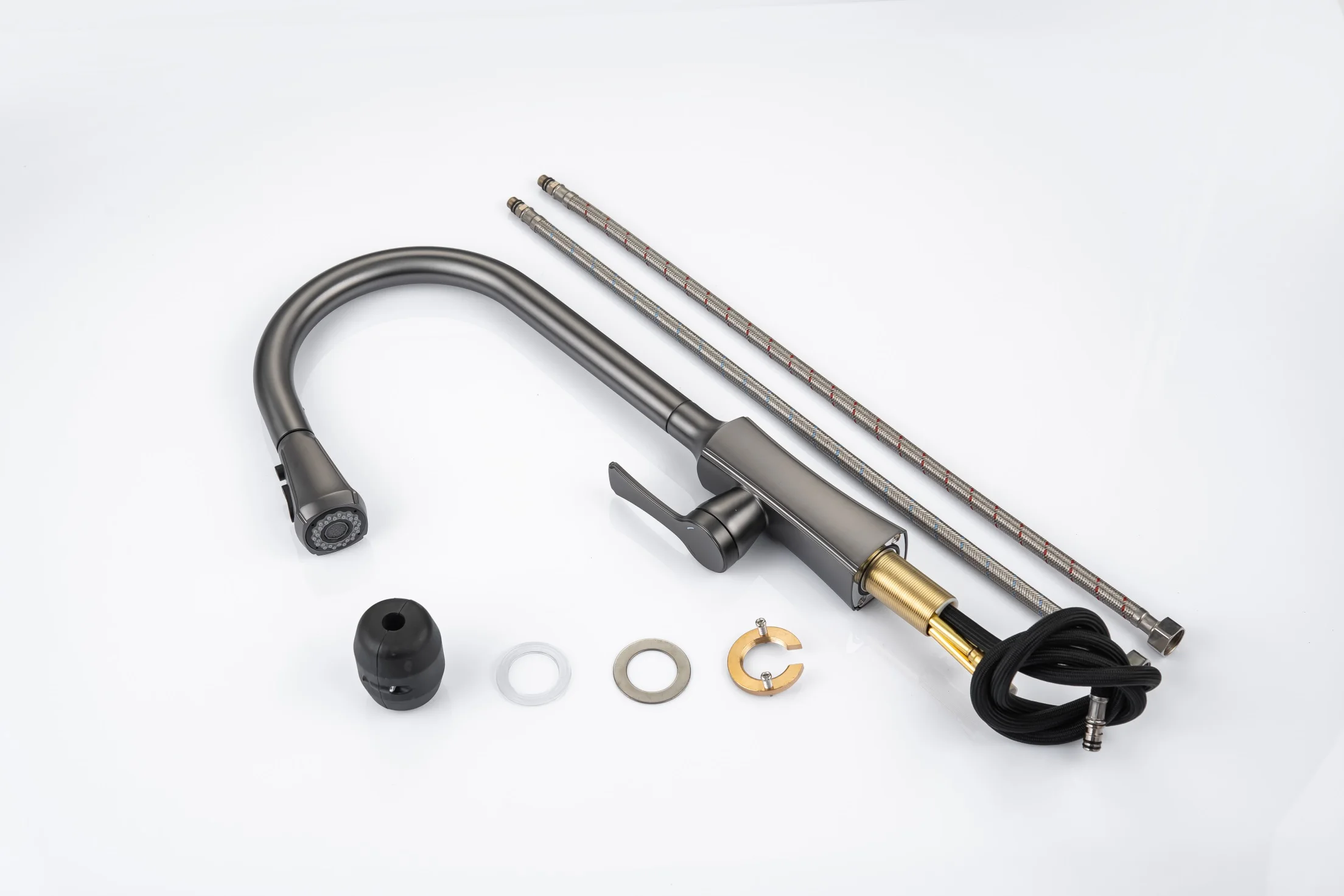 Spray Brass Sanitary Ware Long Neck Gun Grey Kitchen Wash Faucet Mixer ...