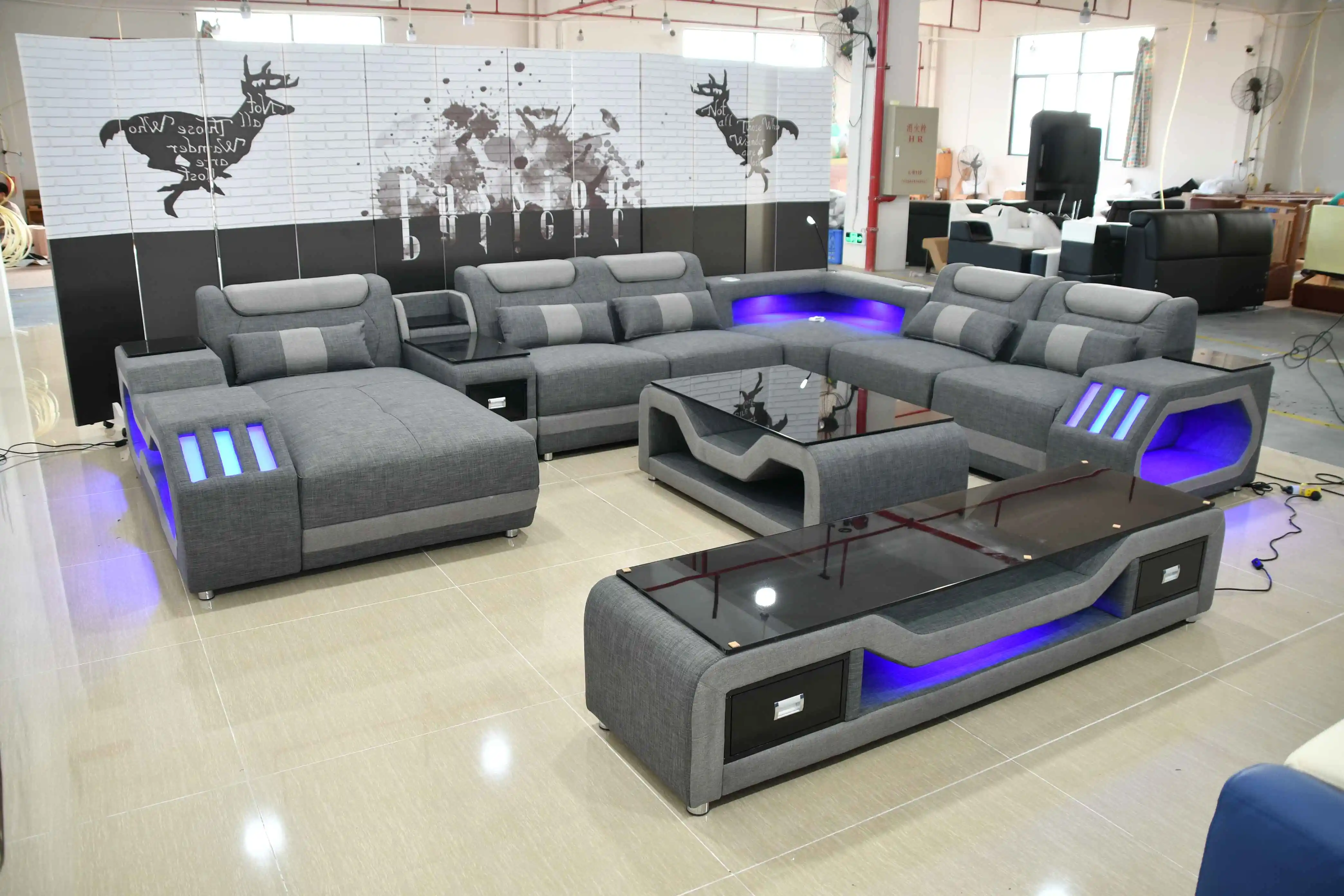 Cbmmart Modern Living Room Leather Sofas Set Furniture Multi-function ...